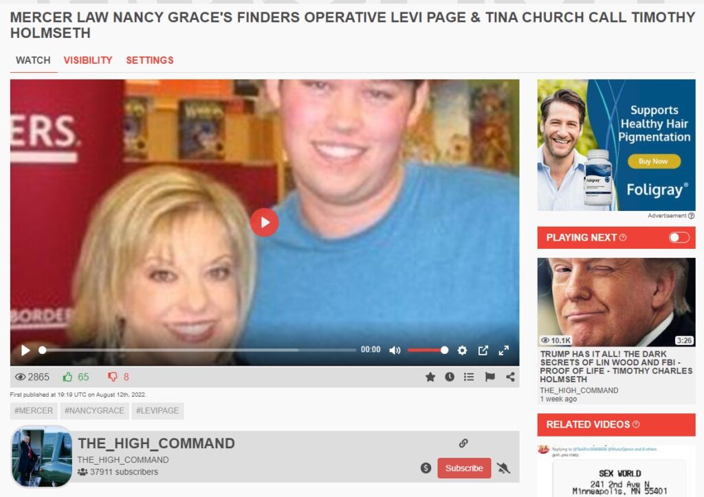 CANNIBALISM WITNESS TALKS ABOUT THE NAME "CLARA ODELIA ACKER CHURCH" - TIMOTHY CHARLES HOLMSETH ...