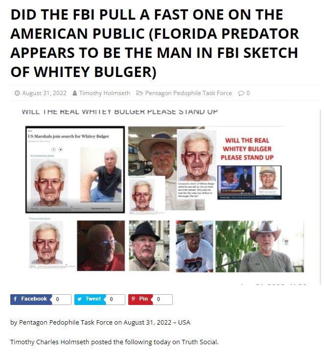 JAMES 'WHITEY' BULGER STILL ALIVE? - AND IN THE FBI "WITNESS PROTECTION ...