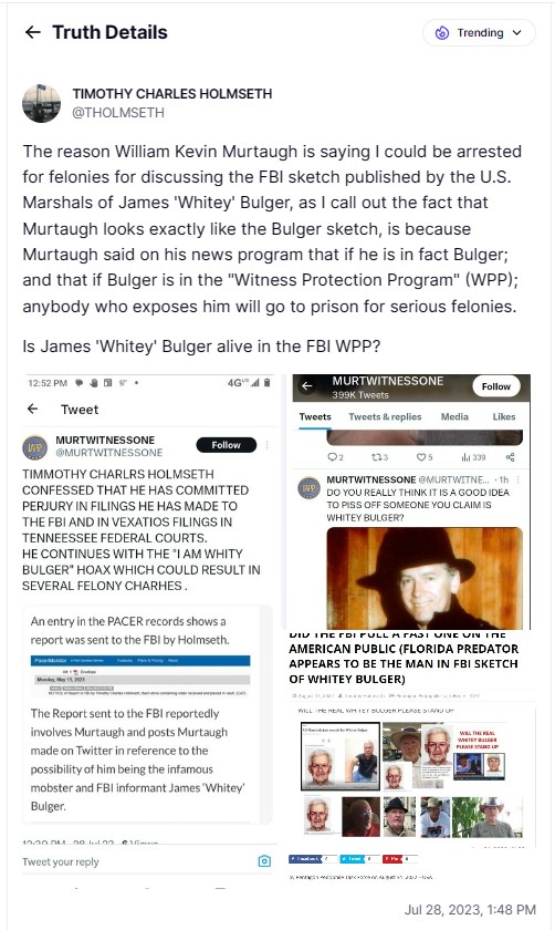 JAMES 'WHITEY' BULGER STILL ALIVE? - AND IN THE FBI "WITNESS PROTECTION ...