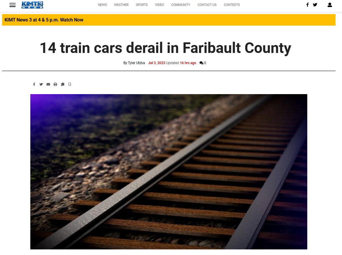 TRAIN DERAILS IN KIESTER, MINNESOTA - 8 MILES FROM TIMOTHY CHARLES ...