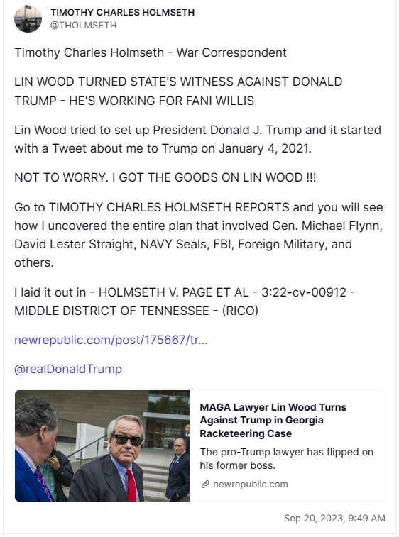 LIN WOOD TURNS AGAINST TRUMP IN GEORGIA RACKETEERING CASE [TIMOTHY ...