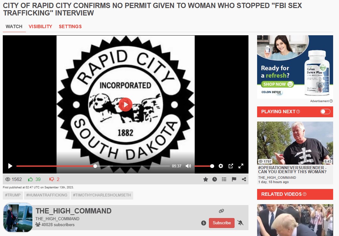 CITY OF RAPID CITY, SOUTH DAKOTA CONFIRMS THEY DID NOT ISSUE A PERMIT ...