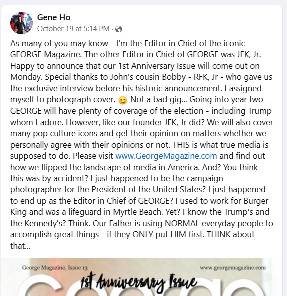 HELICOPTER RIDE WITH "JFK JR" AND FORMER TRUMP PHOTOGRAPHER GENE HO AT MT. RUSHMORE LEADS TO ...