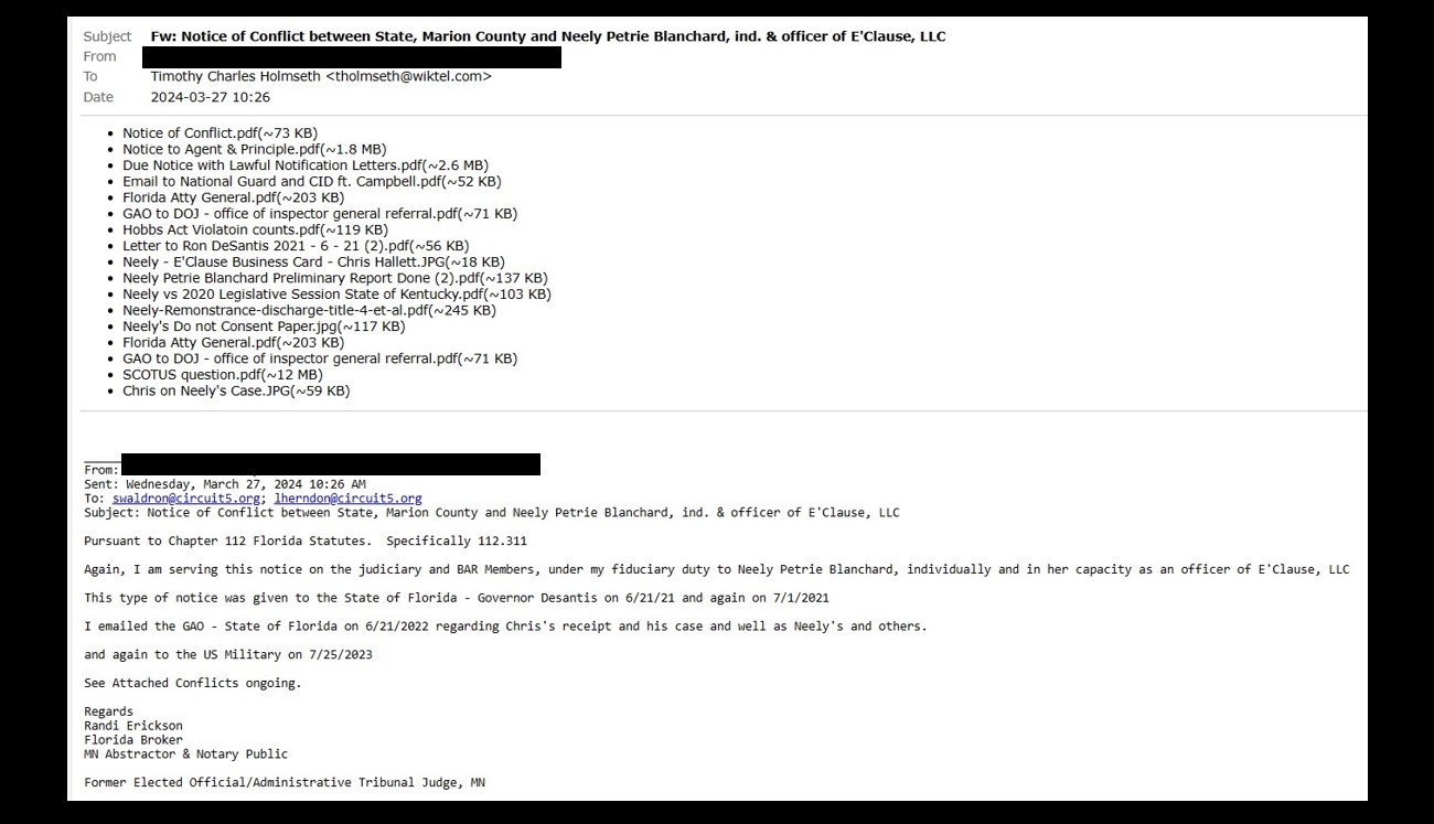 FL GOVERNOR RON DESANTIS RECEIVES (SECOND) NOTICE OF CONFLICT OF ...