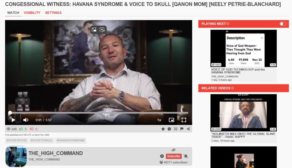 CONGESSIONAL WITNESS: HAVANA SYNDROME & VOICE TO SKULL [QANON MOM] [NEELY PETRIE-BLANCHARD ...