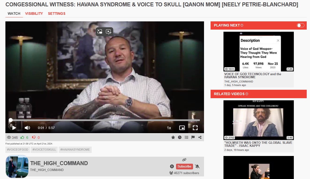 CONGESSIONAL WITNESS: HAVANA SYNDROME & VOICE TO SKULL [QANON MOM ...