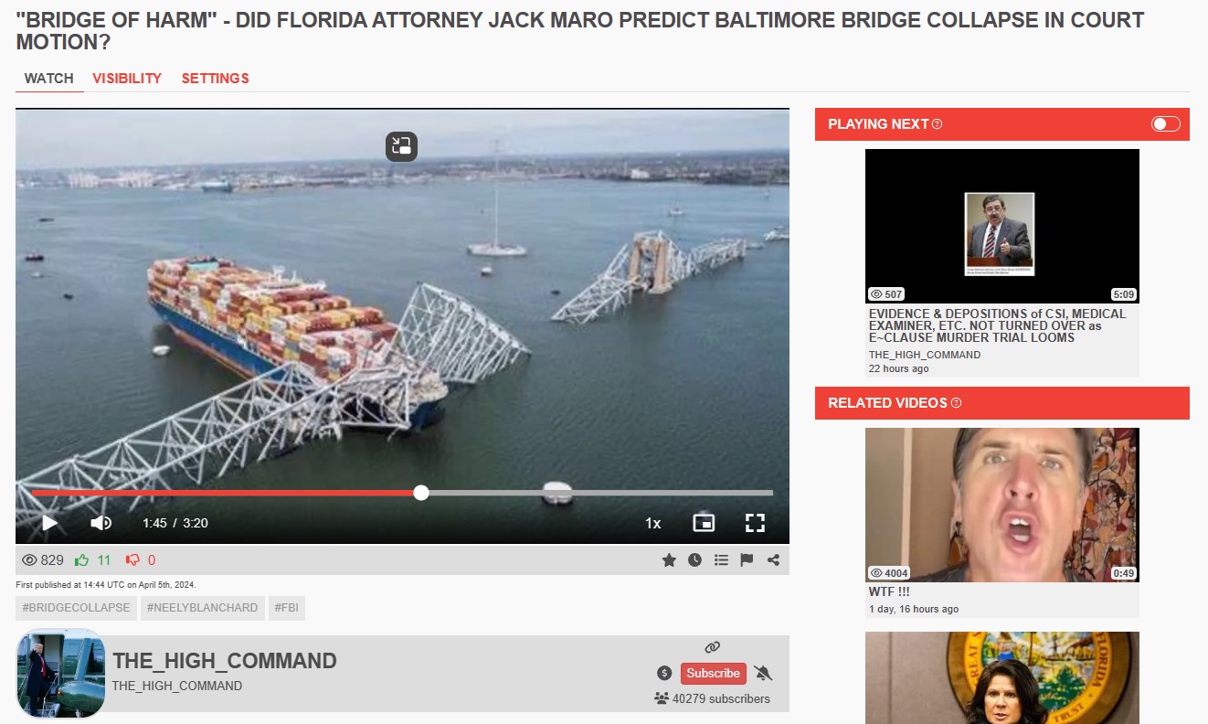 "BRIDGE OF HARM" - DID FLORIDA ATTORNEY JACK MARO PREDICT BALTIMORE ...