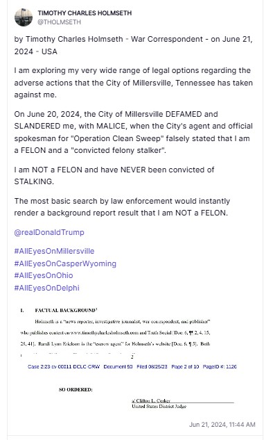 WAR CORRESPONDENT TIMOTHY CHARLES HOLMSETH EXPLORING LEGAL OPTIONS ...