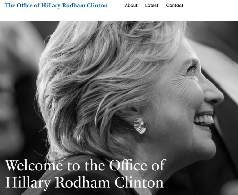 HILLARY CLINTON LAUNCHES WEBSITE "THE OFFICE OF HILLARY RODHAM CLINTON ...