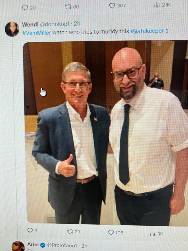 SCUMMY MICHAEL FLYNN [fired like a dog by Trump] POSES with VEM MILLER ...