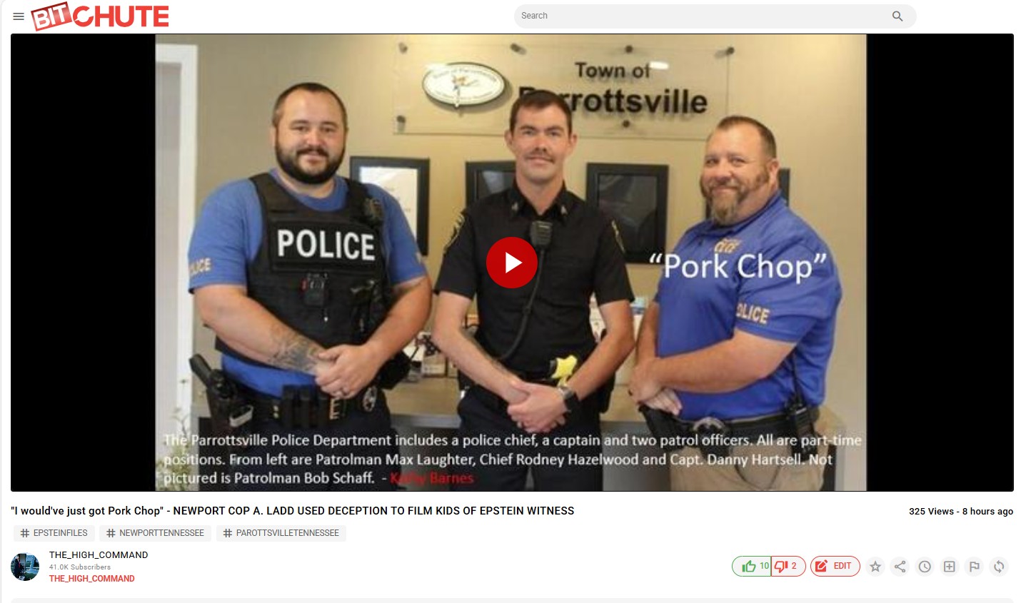 WAR REPORT: "I would've just got Pork Chop" - NEWPORT, TN COP A. LADD ...