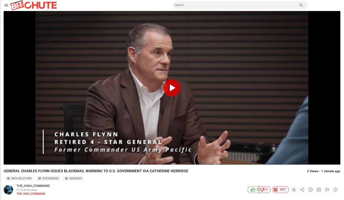 GENERAL CHARLES FLYNN ISSUES BLACKMAIL WARNING TO U.S. GOVERNMENT VIA ...