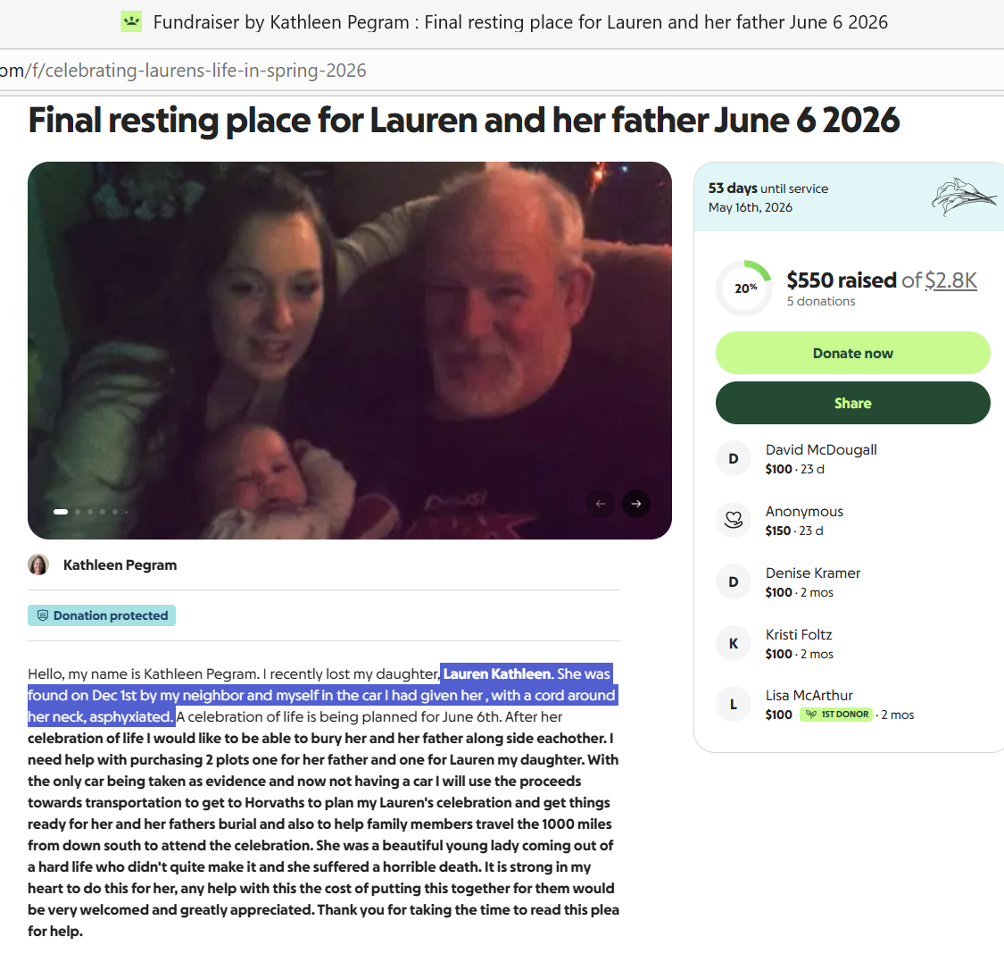PUBLIC SAFETY ALERT! SUSPICIOUS DEATH of LAUREN KATHLEEN PEGRAM in ...